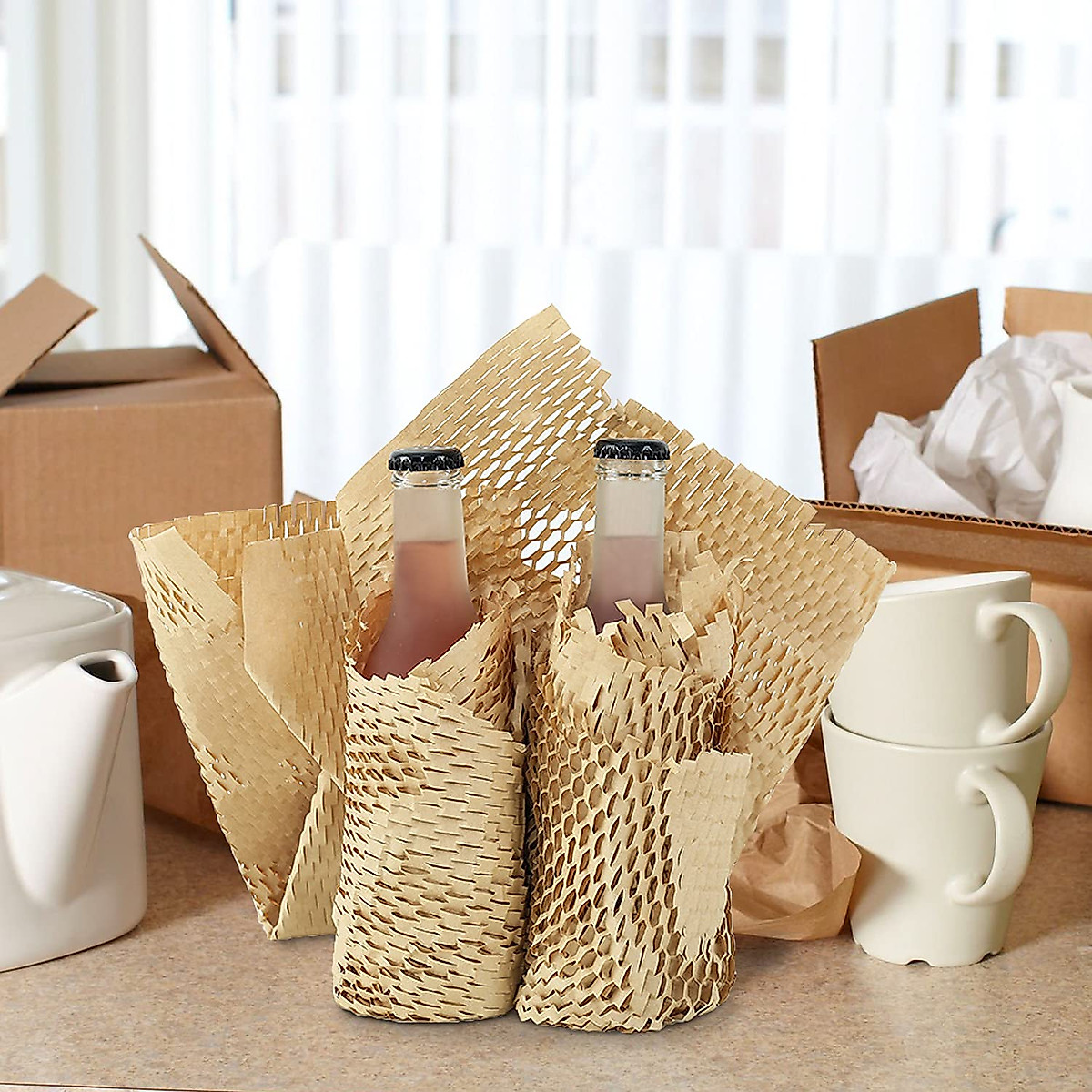 Wrapping Paper Packaging Paper Honeycomb Cushioning Wrap Paper,Kraft Packing Paper Honeycomb Wrap Roll Bubble Alternative Shipping Moving Packing Paper Gift Wrapping Paper (Kraft)