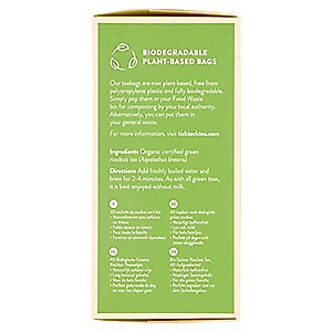 TICK TOCK TEAS Naturally Caffeine Free Red Bush Herbal Green Tea, 40 Count, Organic Rooibos Green Tea, 2.5 Oz