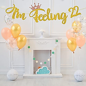I'm Feeling 22 Gold Banner, Fun Happy 22nd Birthday Sign, Cheers to 22 Years, 22nd Party Decoration Supplies