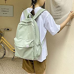Eagerrich Aesthetic Backpack Cute Kawaii Backpack School Supplies Laptop Bag for Teens Girls Women Students Solid Color