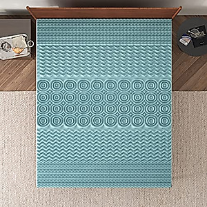 NapQueen 3 Inch 5-Zone Gel Memory Foam Mattress Topper, CertiPUR-US Certified, Queen Blue