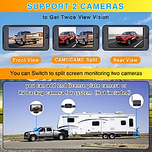B-Qtech 7" Backup Camera and Monitor Kit, LCD Rear View Monitor with IP68 Waterproof 170 ° Wide Angle Night Vision Back up Camera for Truck,RV,Trailer,Bus,Vans,Vehicle