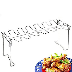 Chicken Leg Wing Grill Rack 12 Slots - Stainless Steel Metal Roaster Stand - for Smoker Grill or Oven - Dishwasher Safe