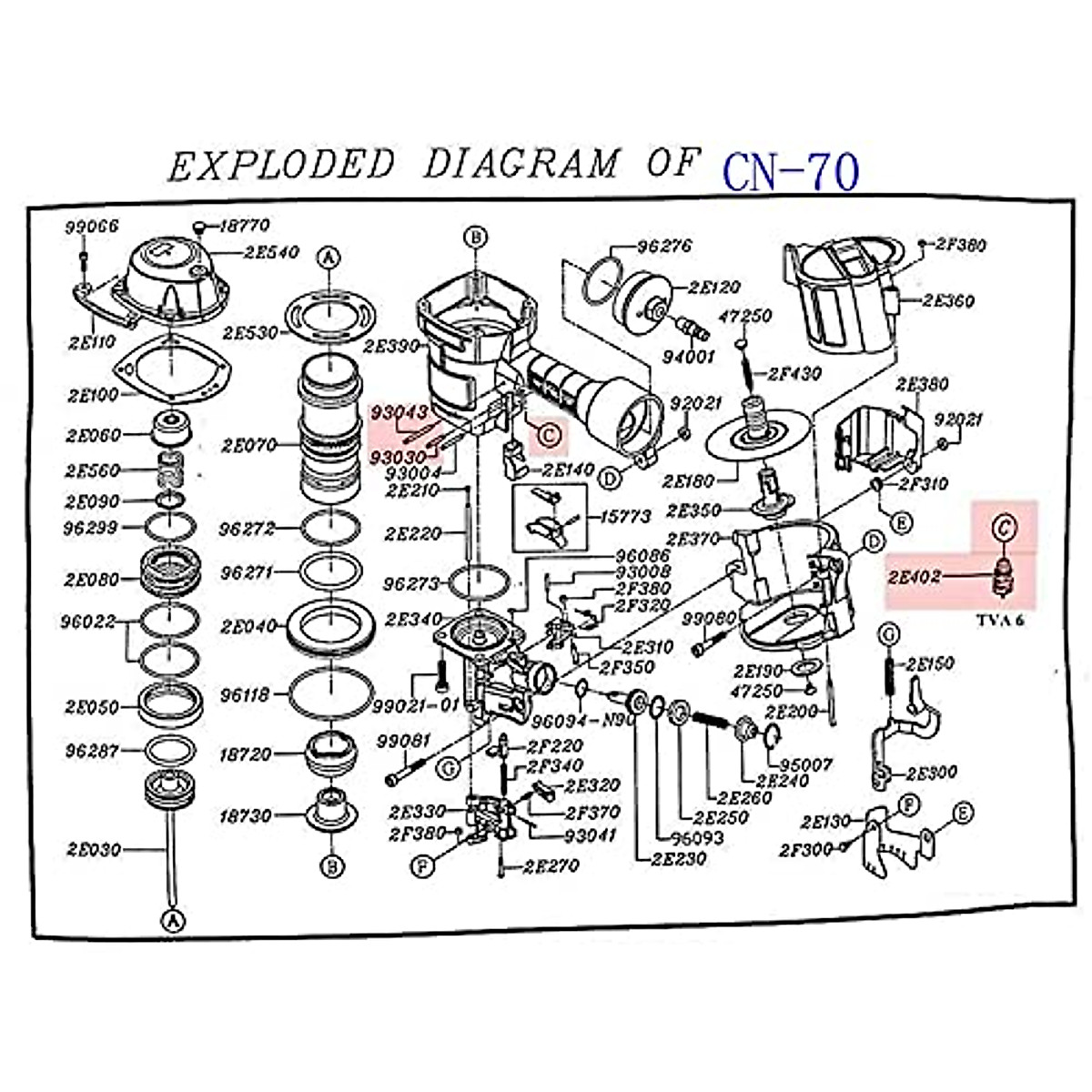 TVA6 Trigger Valve Fits Bostitch Supercedes TVA1 Part fits Max CN55, CN70 and CN80 Coil Nailers Repair Parts