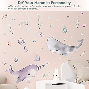 Big Fish Wall Stickers Dreamy Whale Wall Decals for Nursery Wall Decor Fairy Room Wall Stickers Peel and Stick Kids Decals for Girls Bedroom Living Room Wall Decor