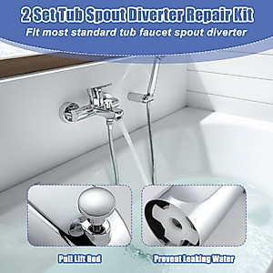 2 Set Tub Spout Diverter Repair Kit Universal Shower Diverter Repair Kit, Includes 2 Diverter Valve Stems, 2 Cup Seals and 2 Gates, Bathroom Bathtub Leaky Faucet Repair Replacement Parts