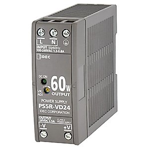 AC/DC DIN Rail Power Supply (PSU), Switching, 1 Output, 60 W, 24 VDC, 2.5 A