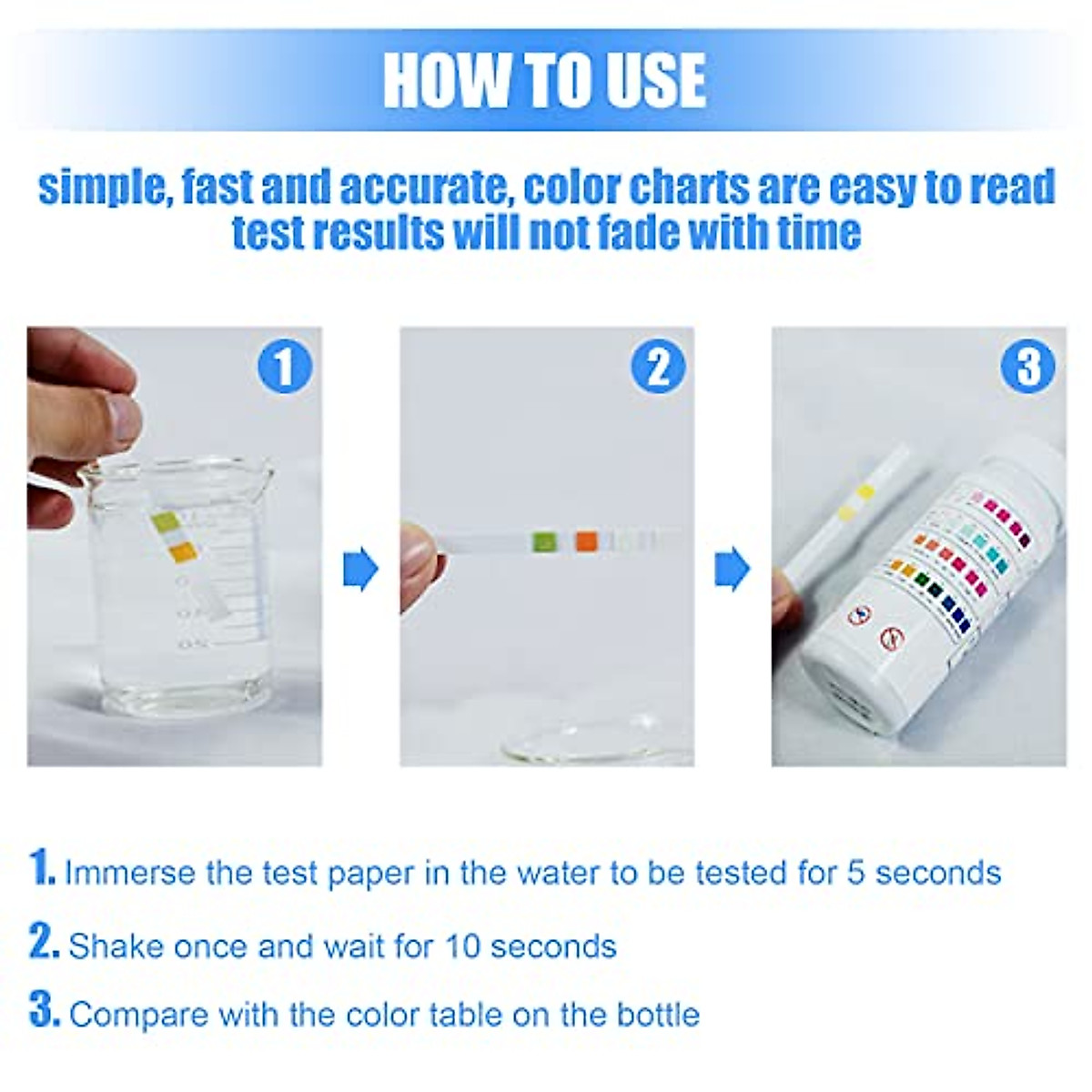 6 in 1 Swimming Pool & Spa Test Strips 50 Count Spa Test Strips for Hot Tub Quick & Accurate Pool Test Strips for Total Chlorine/Free Chlorine/Cyanuric Acid/Total Hardness/PH/Total Alkalinity