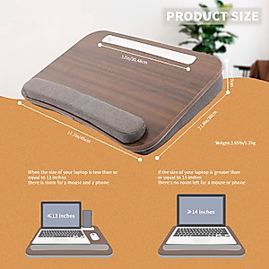Ghost FIRE Lap Laptop Desk - Portable Wooden Laptop Desk with Pillow Wrist Rest、Storage Bags and Slots for Tablet and Phone,Fits Up to 13-15 Inch Laptop,Lightweight and Convenient for Home Office
