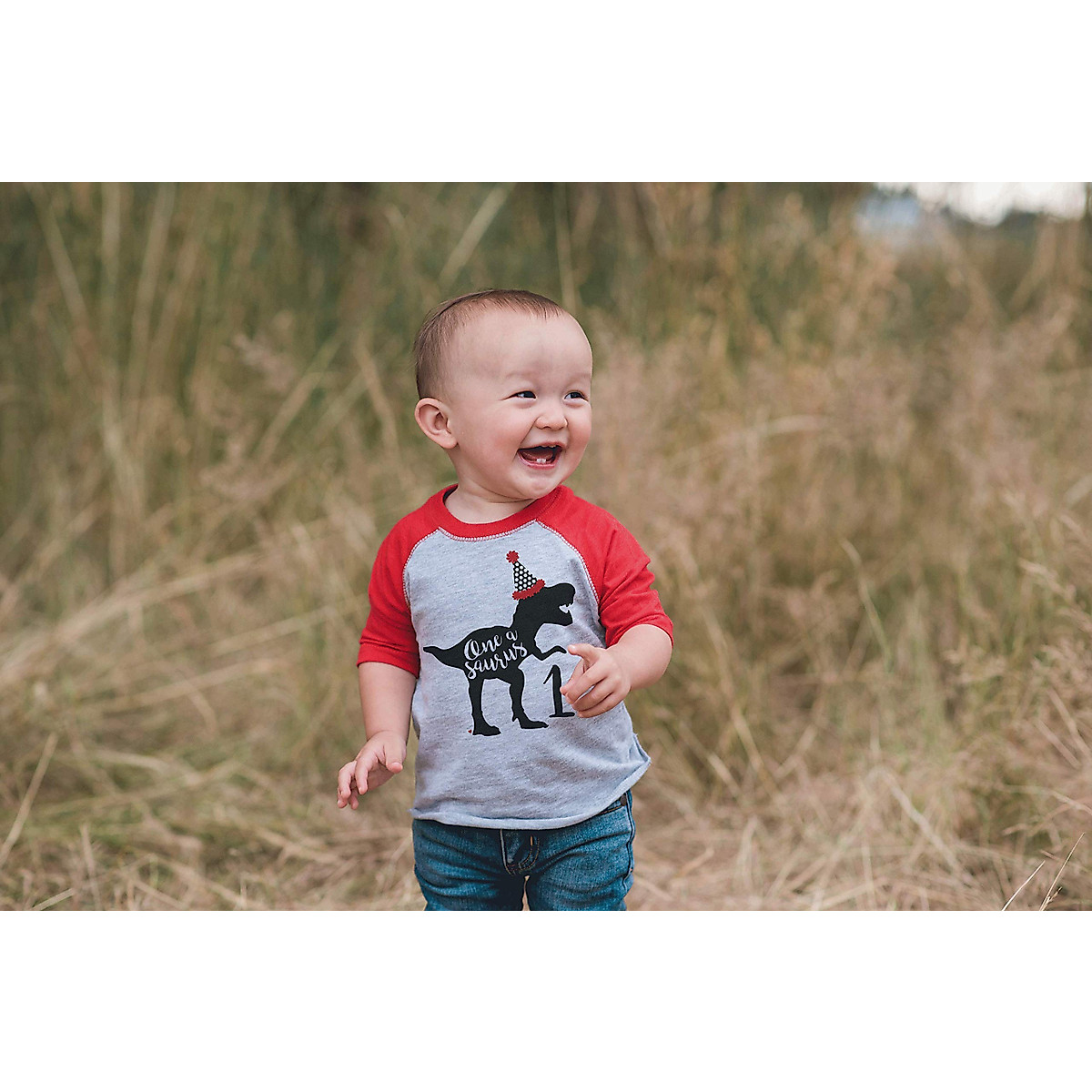 7 ate 9 Apparel Baby's Dinosaur One Birthday Red 12 Months