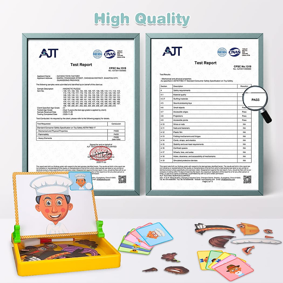 TAKIHON Magnetic Puzzles Toys with Drawing Board,Double Side Magnet Toys,Face Changing&Dress Up Puzzles,Preschool Learning Educational Toy for Kids,Toddlers,Boys,Girls