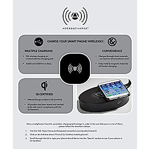 Adesso 4220-01 Aidan LED Desk Lamp Wireless Charging, 7W LED, 5W QI, USB Port, Indoor Lighting Lamps , Black