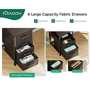 AODK 66" L Shaped Computer Desk, 113“ Reversible Home Office Desk with File Cabinet & 4 Fabric Drawers, Two Person Desk with LED Lights & Power Outlet, Corner Gaming Desk with Monitor Shelf, Black
