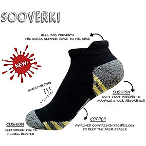 Copper Plantar Fasciitis Running Compression Socks for Men & Women –6 Pairs Arch Support Ankle Socks for Athletic&Travel