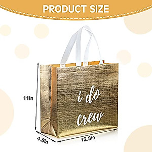 CHENGU 8 Pieces Bridesmaid, I Do Crew Bachelorette Bags for Wedding Day Bachelorette Party Bridal Party Favor Team Bride Bridal Shower Gift Bag(Gold)