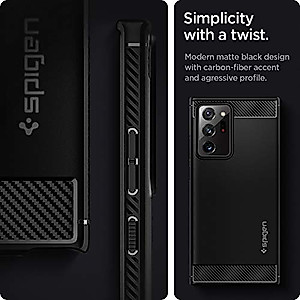Spigen Rugged Armor Designed for Samsung Galaxy Note 20 Ultra 5G Case (2020) - Matte Black