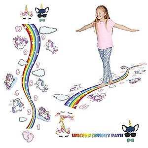 HK Studio Education Floor Decal for Classroom Decor - Rainbow Shape Walk Path with Unicorn Decals for Boosting Gross Motor Skills - Sensory Path - Indoor School Montessori Gym