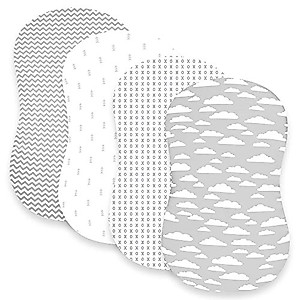 Bassinet Bed Sheets – Premium Bassinet Fitted Sheets 4 Pack – 100% Jersey Knit Cotton Cradle Sheets – Bassinet Bedding for Standard Size Oval or Halo Bassinet Pads – Bassinet Sheet for Boy & Girl