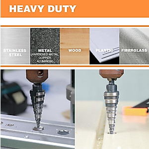 Jerax tools 1/2", 7/8" & 1-3/8" Step Drill Bit Set, Straight Grooved Double Fluted M2 High Speed Steel Drill bits for Hole Drilling in Stainless Steel, Copper, Aluminum, Wood,Plastic