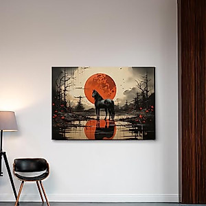 Majestic Black Stallion Galloping In The Clouds, Black Horse On Salt Flats, Canvas Print, Black Horse Print, Black Horse Wall Art