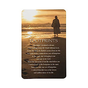 Footprints Poem Golden Brown Beach 4 x 3 Cardstock Prayer Card Pack of 12