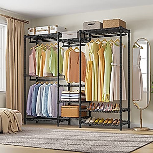 VIPEK V8i Basic Wire Garment Rack Heavy Duty Clothes Rack with Adjustable Shelves & Shoes Racks, Freestanding Wardrobe Closet for Bedroom, Metal Clothing Rack for Hanging Clothes, Black