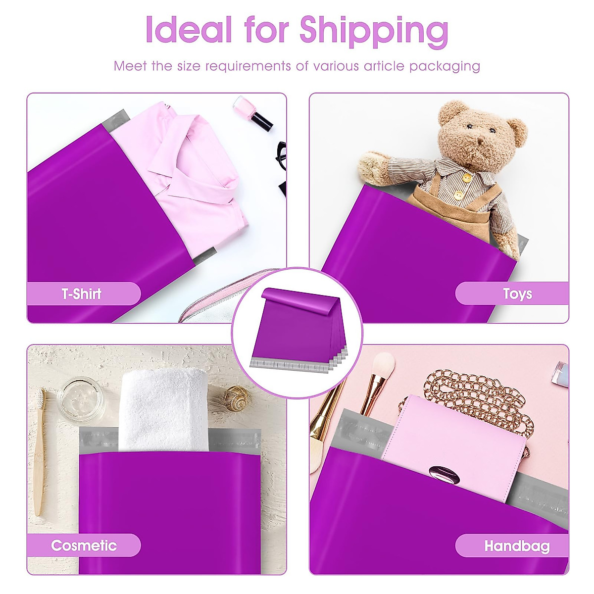 Metronic Poly Mailers 10x13 100 Pcs, Large Shipping Bags for Clothing | Strong Adhensive Mailing Bags for Small Business, Shipping Envelopes, Tear-resistant Packing Bags in Purple
