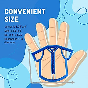 BAT COOKIE CUTTER WITH GLOVE BALL AND JERSEY American Sport Baseball Glove Mitt Game Bat And Jersey Uniform T-Shirt Cookie Cutters Made In The USA (4 Pack)