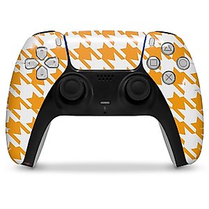 WraptorSkinz Skin Wrap compatible with Sony PS5 DualSense Controller Houndstooth Orange (CONTROLLER NOT INCLUDED)