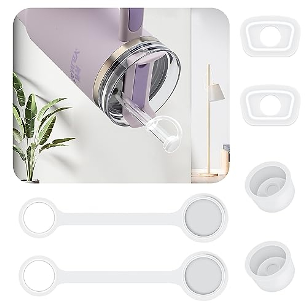 2 Sets Silicone Spill Stopper for Stanley 40/30 oz Quencher H2.0&1.0 Tumbler with Handle including 2 Straw Cover Sets 2 Round Leak Stoppers 2 Square Spill Stoppers for Stanley Cup Accessories