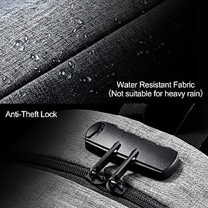 Laptop Backpack for unisex,Anti Theft Water Resistant Travel Work Backpack with USB Charging and Lock 15.6 Inch Computer Bag, Grey