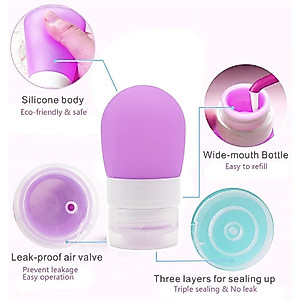 Mziart Portable Soft Silicone Travel Bottles Travel Containers(1.3OZ, Pack of 3)