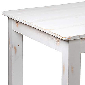 EMMA + OLIVER 60" x 38" Rectangular Antique Rustic White Solid Pine Farm Dining Table