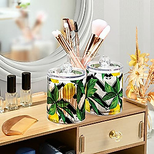 Plastic Jars with Lids,Lemon Yellow Limon Fruits Bulk Pack Storage Containers Wide Mouth Airtight Canister Jar for Kitchen Bathroom Farmhouse Makeup Countertop Household ,Set 4