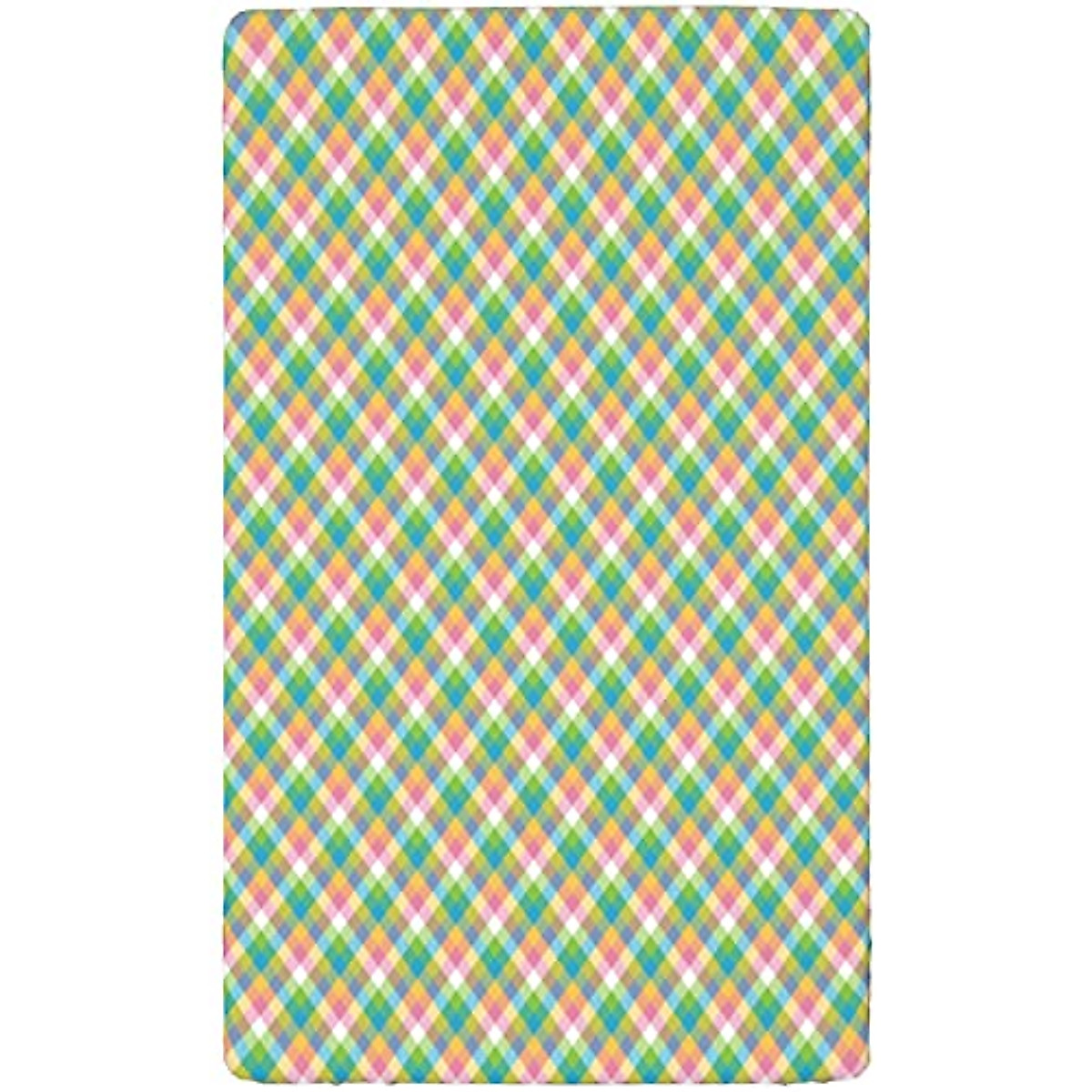 Plaid Themed Fitted Crib Sheet,Standard Crib Mattress Fitted Sheet Toddler Bed Mattress Sheets-Crib Mattress Sheet or Toddler Bed Sheet,28“ x52“,Multicolor