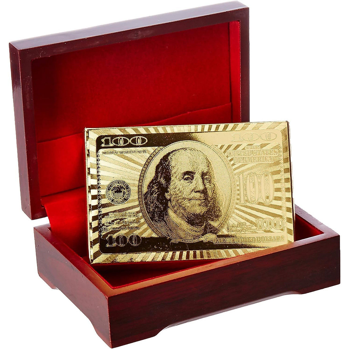 Gold Plated Playing Cards Poker with Wooden Gift Box Case Make Your Magic Tricks More Luxurious & Creative for Family & Friend