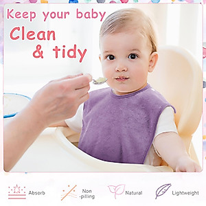 Hercicy 5 Pcs Full Coverage Toddler Bibs Baby Bibs Terry Cloth Absorbent Baby Bibs Large Pullover Towel Bibs with Snap (Cute)