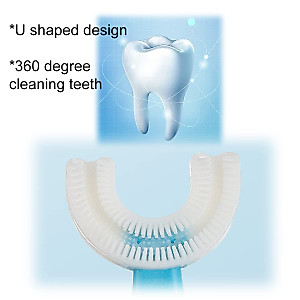 claiol 2 Pcs U-Shaped Kids Toothbrush, Premium Soft Manual Training Toothbrush for Kids 2-6 Years Old. (Blue+Pink)