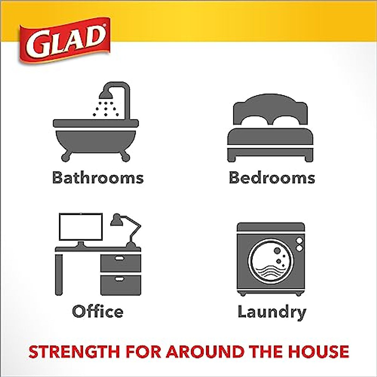 Glad Medium Drawstring Trash Bags, 8 Gallon, White, Fragrance Free, 26 Count, Pack May Vary