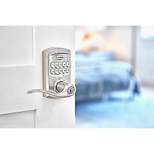 Kwikset 99170-001 SmartCode 917 Keypad Keyless Entry Traditional Residential Electronic Lever Deadbolt Alternative with Tustin Door Handle and SmartKey Security, Satin Nickel
