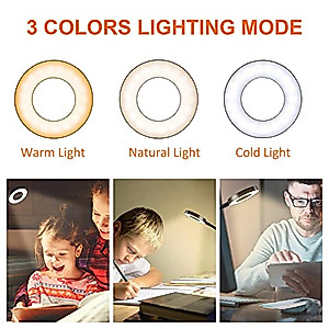 Dpower Clip on Light Reading Lights, 48 LED USB Desk Lamp with 3 Color Modes 10 Brightness, Eye Protection Book Clamp Light, 360 ° Flexible Gooseneck Clamp Lamp for Desk Headboard Video Conferencing