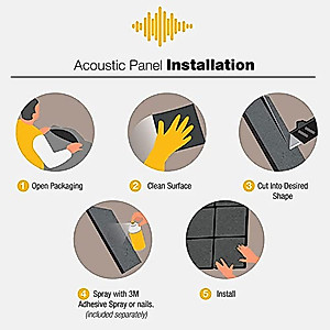 Fstop Labs 0.4" X 12" X 12" Acoustic Foam Panels, Sound Absorbing Panel, Beveled Edge Tiles Soundproof Foam Insulation, Soundproof Wall Panels