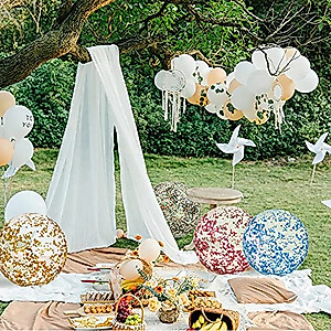 NC Glitter Beach Balls 24 Inch 3 Pack, Inflatable Beach Ball with Confetti Glitters Beach Toys for Kids Adults Airtight Swimming Pool Balls Colorful Summer Party Favors Outdoor Water Games (Blue)