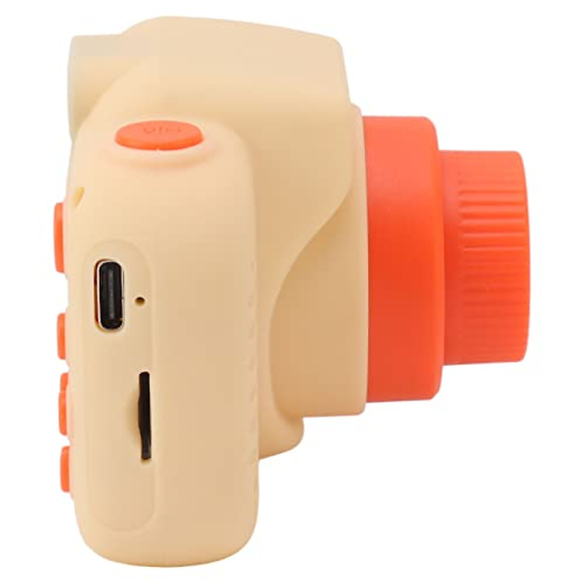 Selfie Camera Toy, Portable Front Rear Lens Kids Digital Camera USB Rechargeable with 32G Card for Outdoor (Beige)