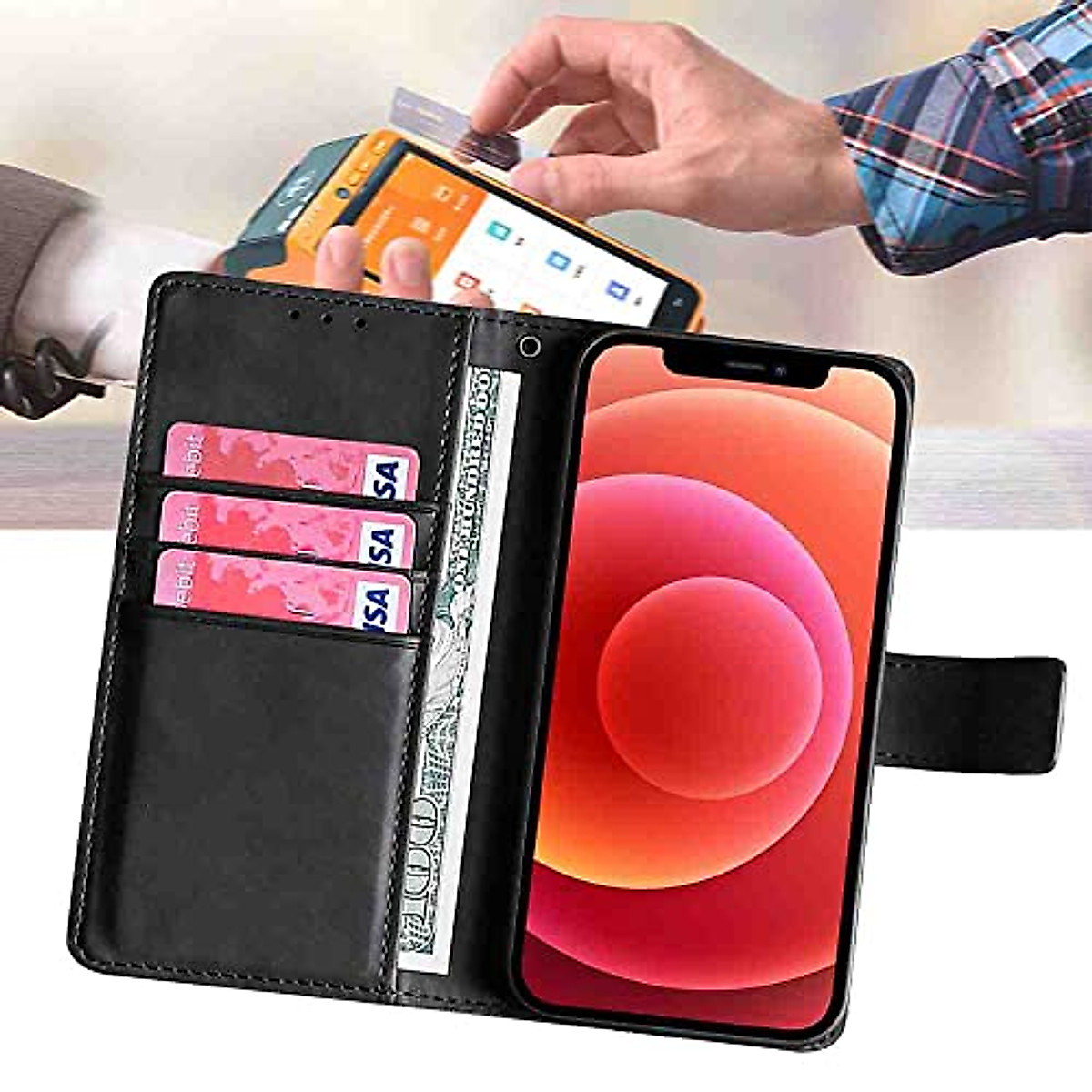 YOUKABEI MojieRy Phone Cover Wallet Folio Case for Samsung Galaxy S9 Plus, Premium PU Leather Slim Fit Cover for Galaxy S9 Plus, 3 Card Slots, Good Design, Black