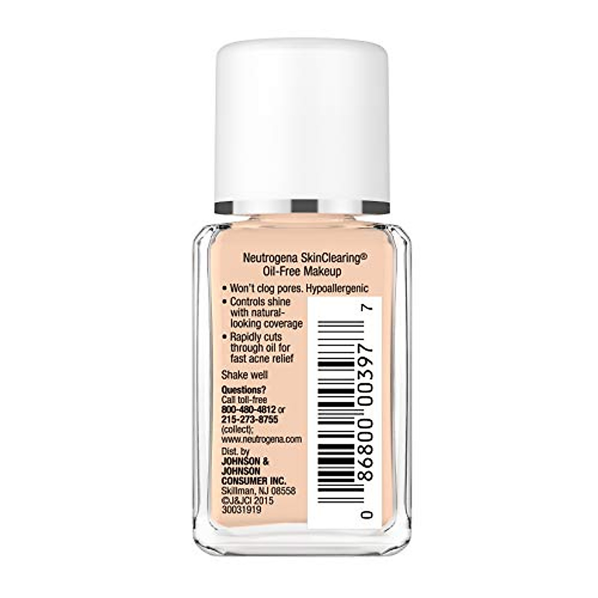 Neutrogena SkinClearing Oil-Free Acne and Blemish Fighting Liquid Foundation with .5% Salicylic Acid Acne Medicine, Shine Controlling Makeup for Acne Prone Skin, 40 Nude, 1 fl. Oz
