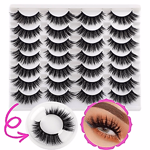 Cat Eye Lashes Natural Look False Eyelashes 14 Pairs Faux Mink Wispy Short Lashes Fluffy 3D Thick Strip Reusable Fake Eyelashes by HeyAlice