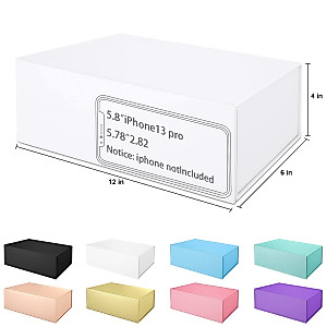 White Gift Box 12" x 6" x 4" with Magnetic Closure Lid Gift Box for Presents,Bridesmaid Gifts Box,Cute Box,Birthday Gift box,Luxury for Gift Packaging, Magnetic Gift Box for Wrapping Gifts (White)