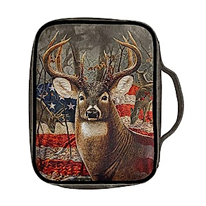 YEXIATODO American Flag Deer Bible Cover Beautiful Bible Case Personalized Custom Tote HandBag for Women Kids Girls Covers & Protects for Your Prayer Study Items Notebooks Pens Phones Church Bulletins