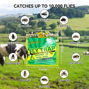 Fly Trap, 4 Pack Hanging Fly Traps Outdoor Home, Disposable Fly Catcher Outdoor with Premium Fly Bait, Pet Safe Pest Control, Flying Insect and Horse Fly Traps Outdoor for Backyard, Patio & Camping